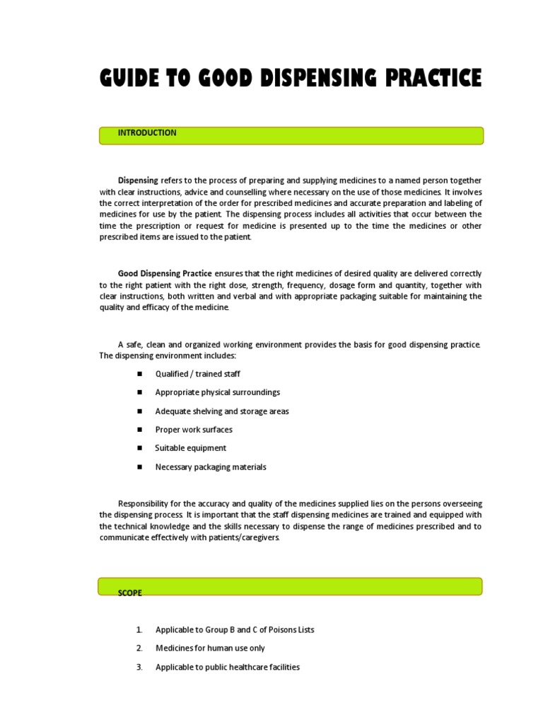 Guide To Good Dispensing Practice | PDF | Medical Prescription | Pharmacy