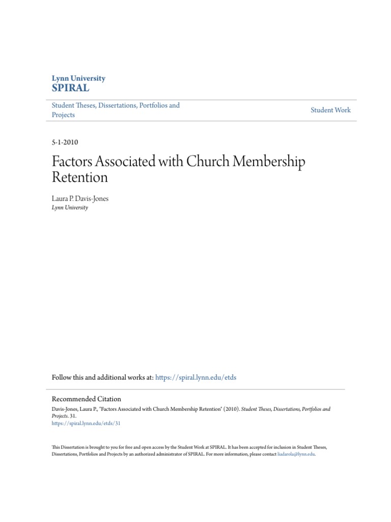 Factors Associated With Church Membership Retention | PDF | Mainline ...