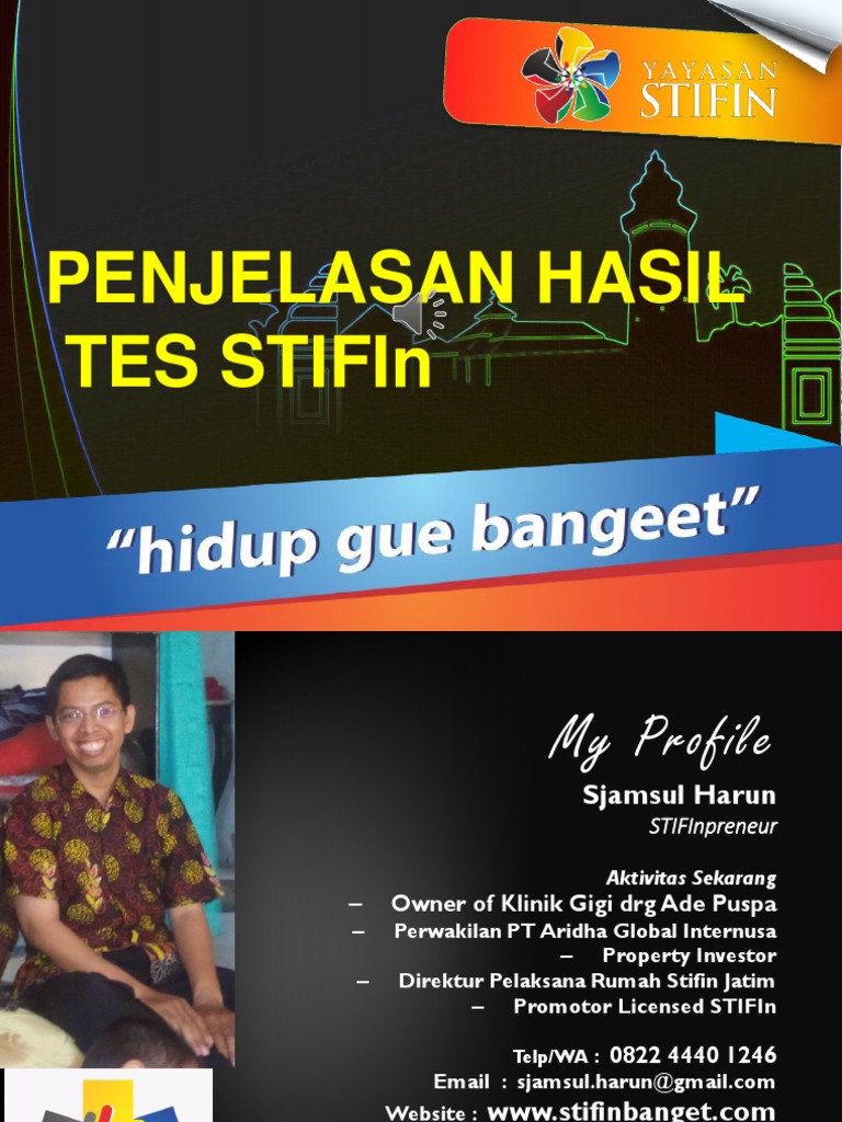 PENJELASAN HASIL TES STIFIn" [JUDUL]: "MEMAHAMI KECERDASAN DAN ...