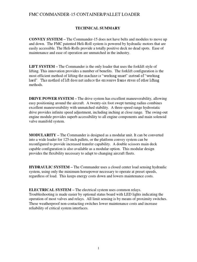 FMC Commander-15 Container/Pallet Loader | PDF | Loader (Equipment ...