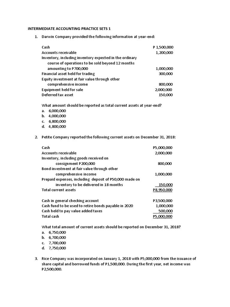 Intermediate Accounting Practice Problems | PDF | Retained Earnings ...