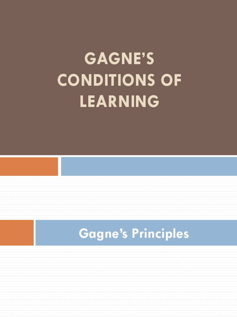 Gagne'S Conditions of Learning | PDF | Recall (Memory) | Learning