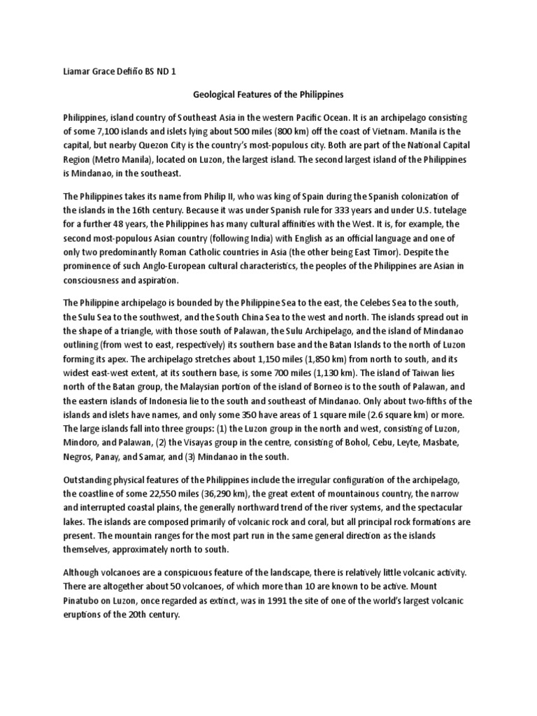 Geological Features of The Philippines | PDF | Philippines | Luzon