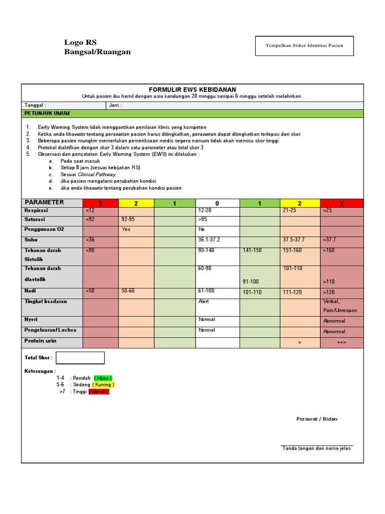 Formulir EWS Kebidanan | PDF