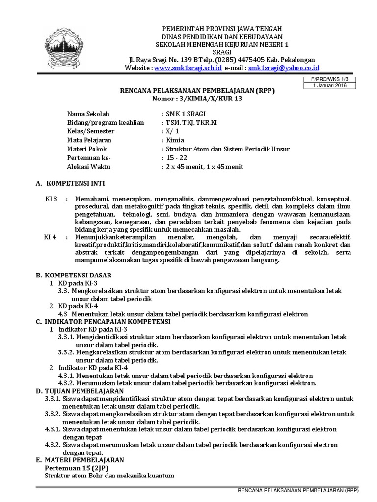 3.RPP Struktur Atom Dan Sistem Periodik Unsur | PDF