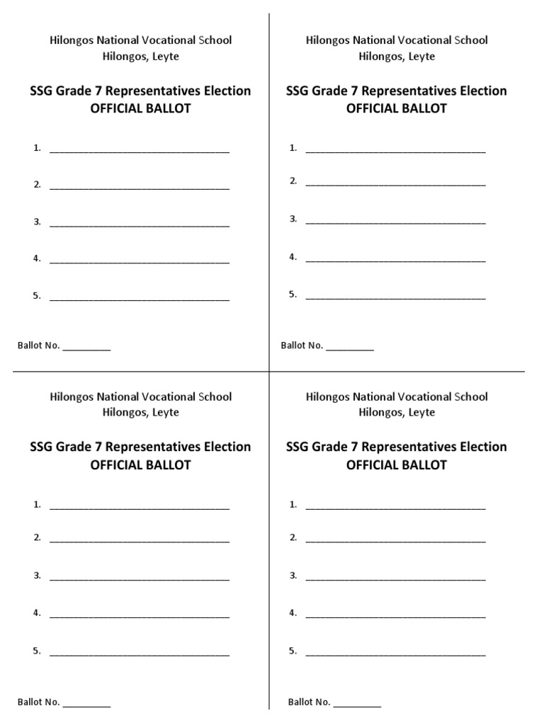 SSG Grade 7 Representatives Election Official Ballot SSG Grade 7 ...
