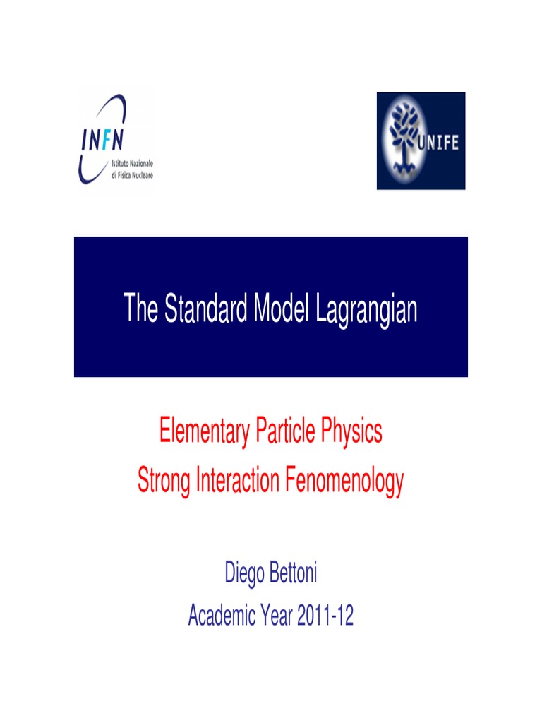 The Standard Model Lagrangian: Elementary Particle Physics Strong ...