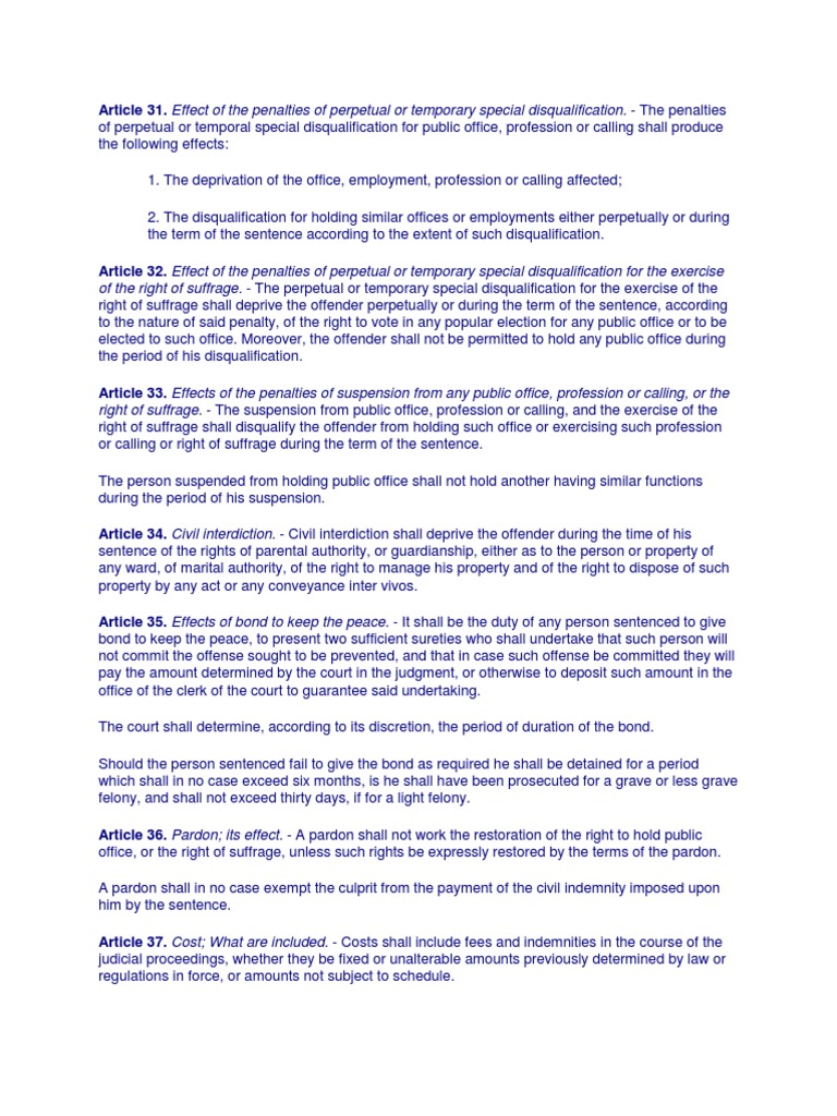 Revised Penal Code Articles 31-39 | Download Free PDF | Indemnity | Bail