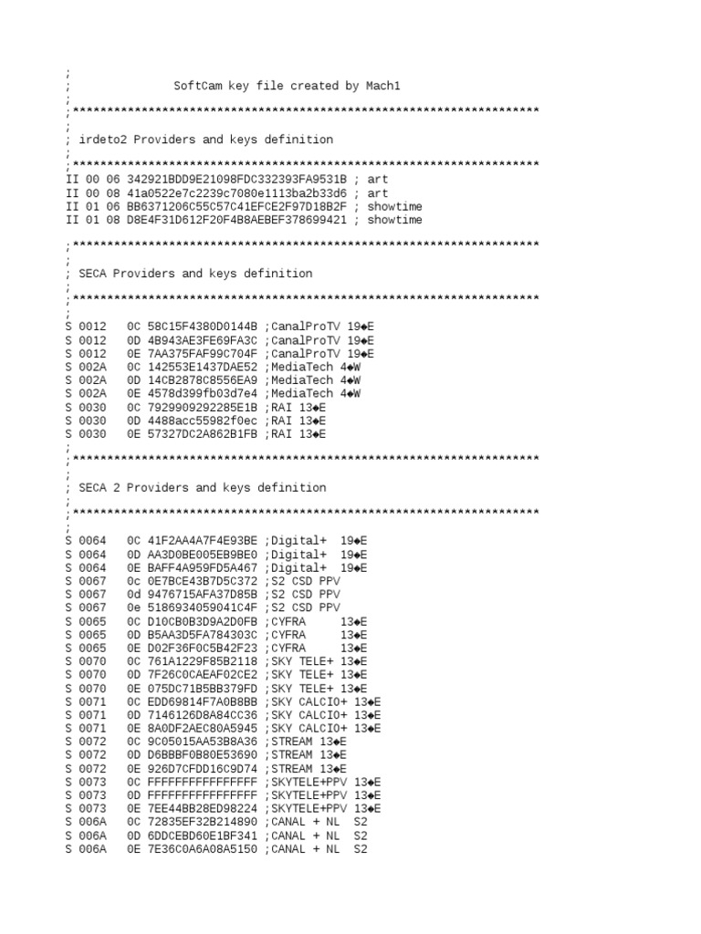 Softcam Key | PDF | Television | Broadcasting
