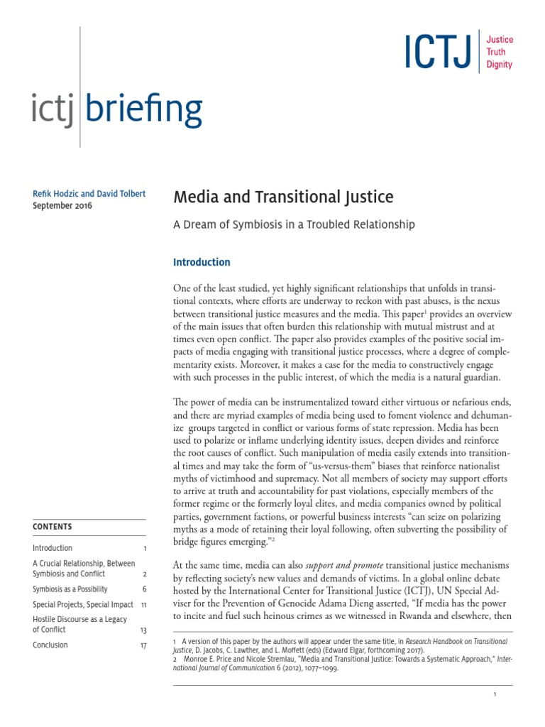 ICTJ (2016) : Media and Transitional Justice | PDF | Transitional ...