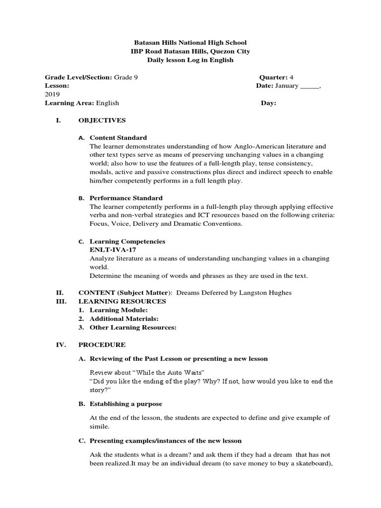 Lesson Plan | PDF | English Language | Learning