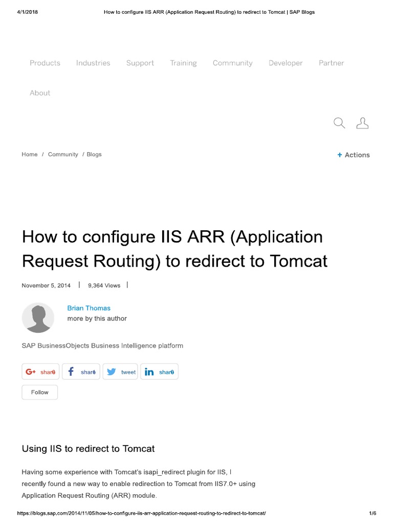 How To Configure Iis Arr Application Request Routing To Redirect To Tomcat Pdf Computing