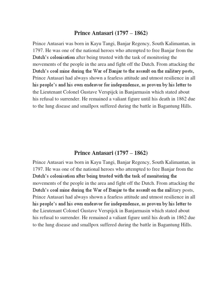 Pangeran Antasari: A Valiant Figure Who Fought Fearlessly for Banjar's ...