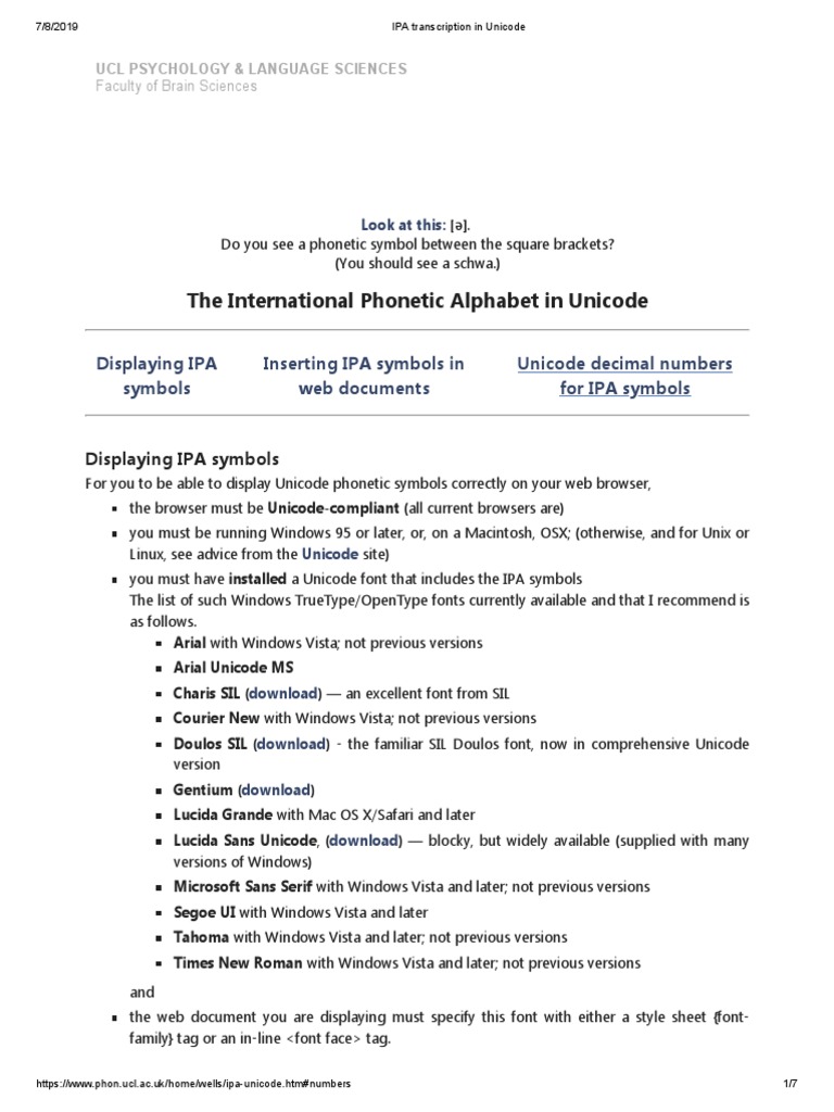 IPA Transcription in Unicode | PDF | Arial | Oral Communication