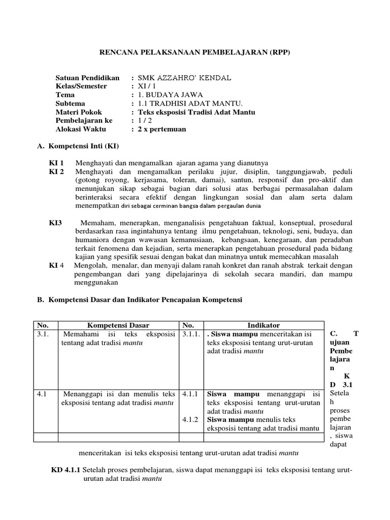 Eksposisi Adat Mantu | PDF