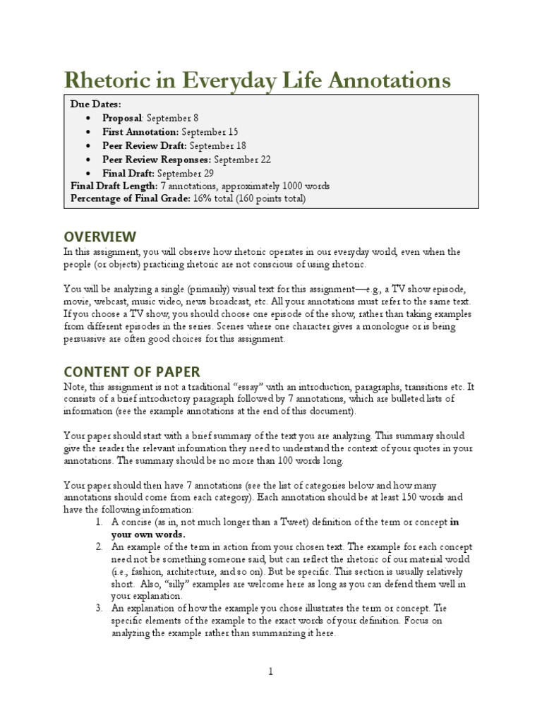Rhetoric in Everyday Life Assignment Sheet | PDF | Argument | Rhetoric