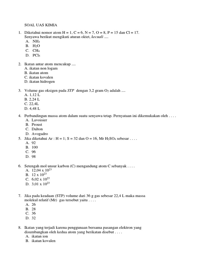 Soal Uas Kimia | PDF