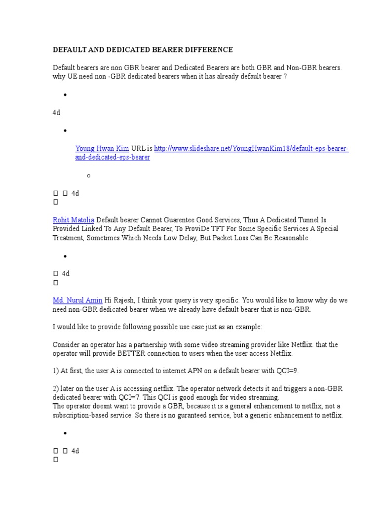 Understanding the Need for Dedicated Bearers Beyond the Default Bearer ...