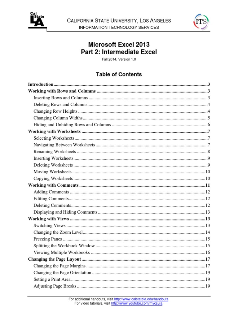 0623 Microsoft Excel 2013 Part 2 Intermediate | PDF | Microsoft Excel ...