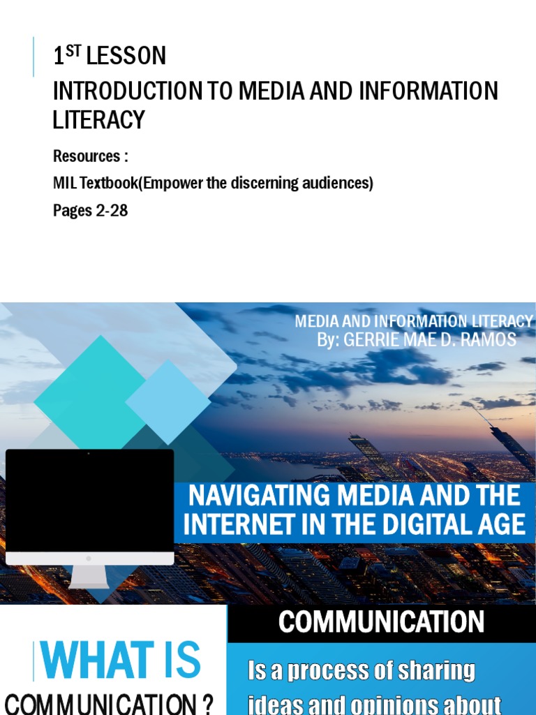 Lesson 1 - Introduction To MIL | PDF | Information Literacy | Mass Media