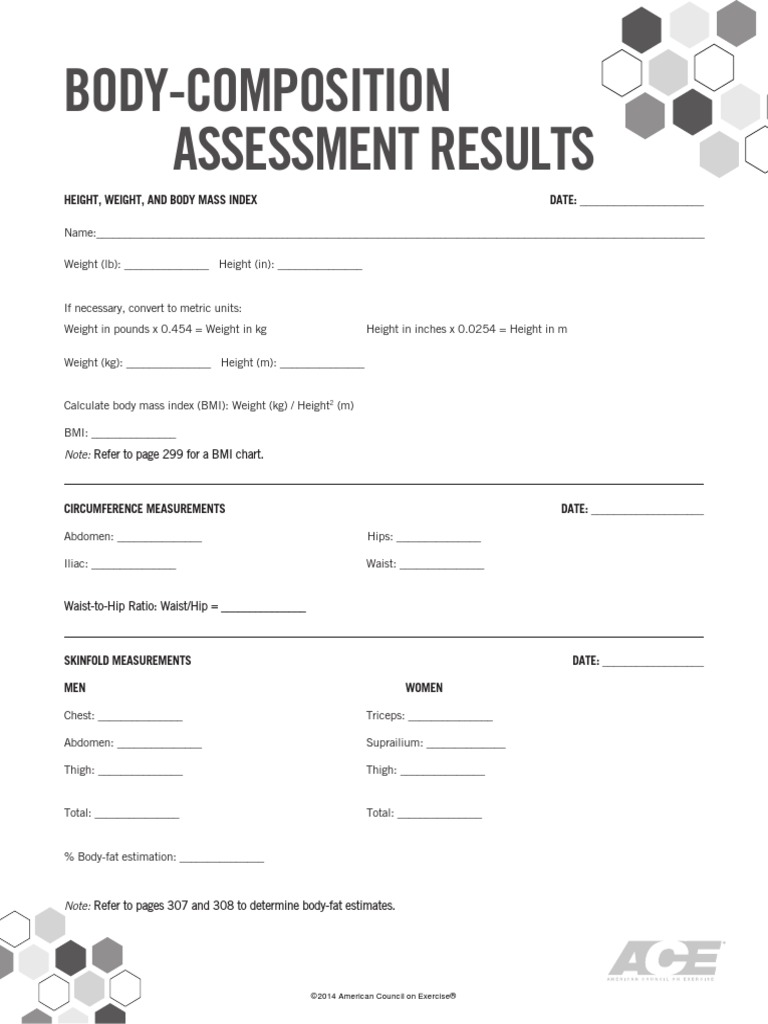 ACE - Body Composition Assessment Results | PDF