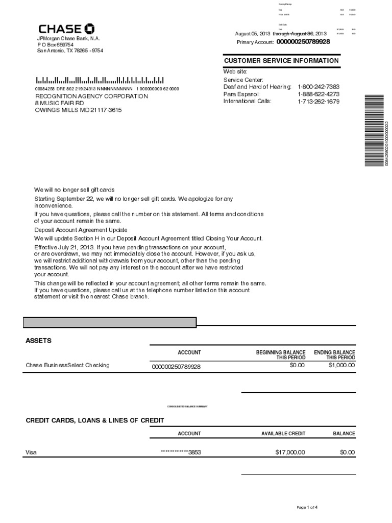 Recognition Agency Bank Statement 2013 | PDF | Credit Card | Deposit ...