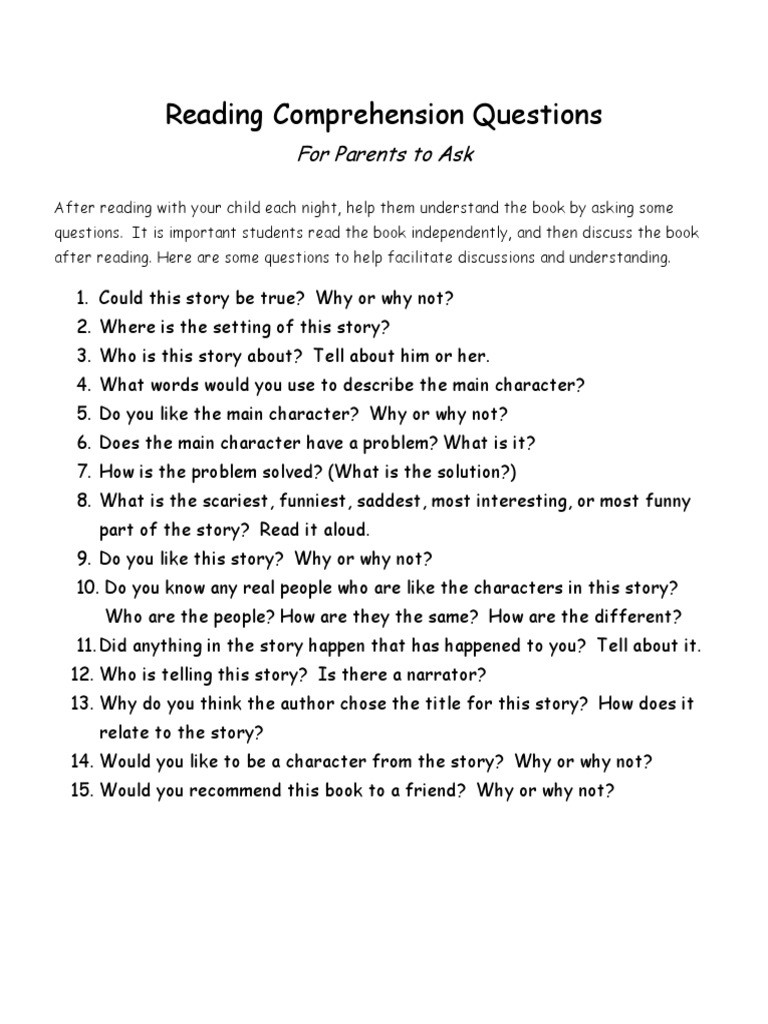 General Comprehension Questions