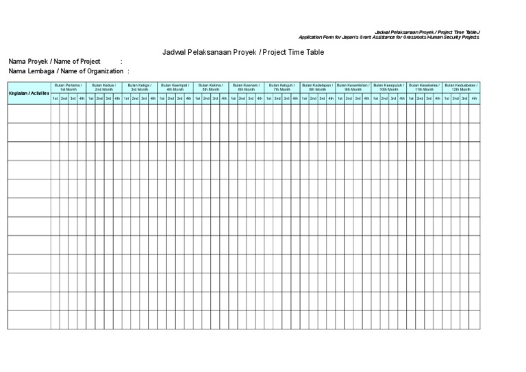 Jadwal Pelaksanaan Proyek / Project Time Table | PDF