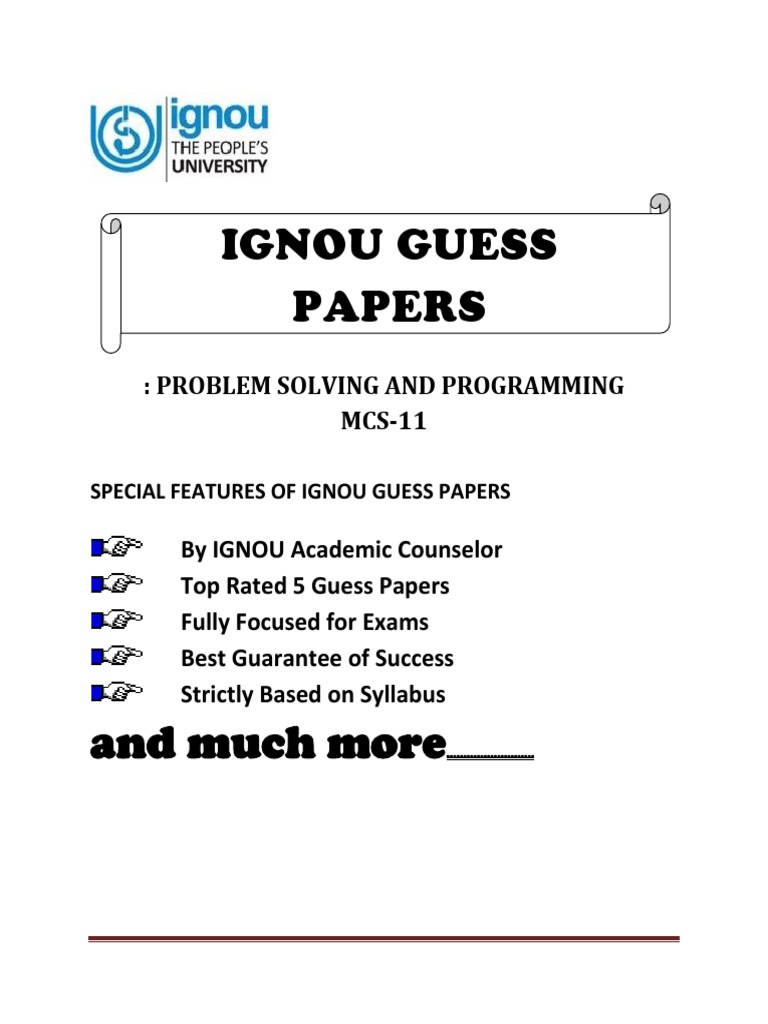 Ignou Guess Papers:: Problem Solving and Programming MCS-11 | PDF | Art