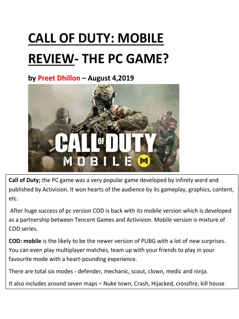 Call of Duty Mobile Review | PDF