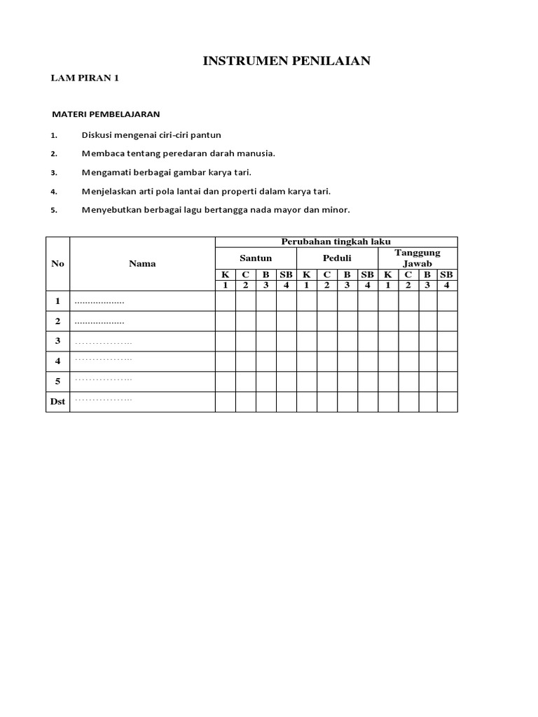 Instrumen Penilaian | PDF