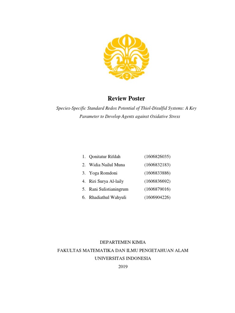 Review Poster Potensi Redoks Spesifik Spesies | PDF | Metode & Bahan ...