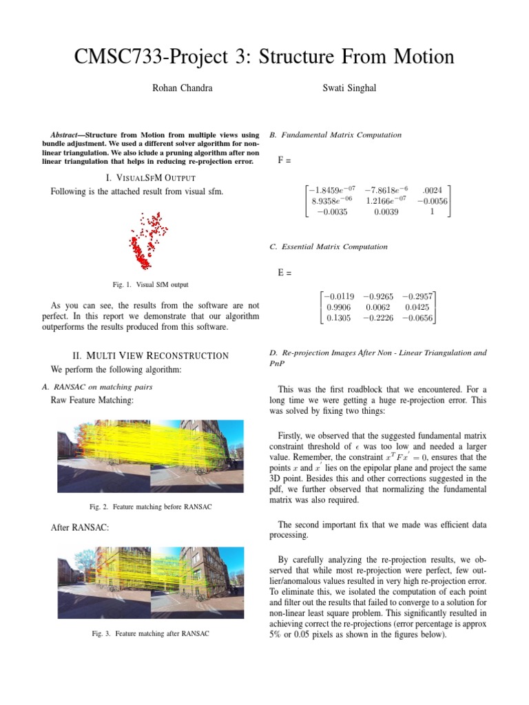 CMSC733-Project 3: Structure From Motion: Rohan Chandra Swati Singhal ...