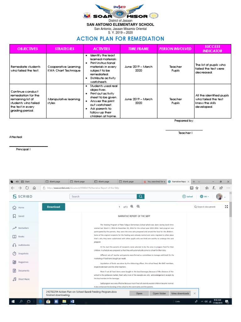 Action Plan For Remediation | PDF | Teachers | Behavior Modification