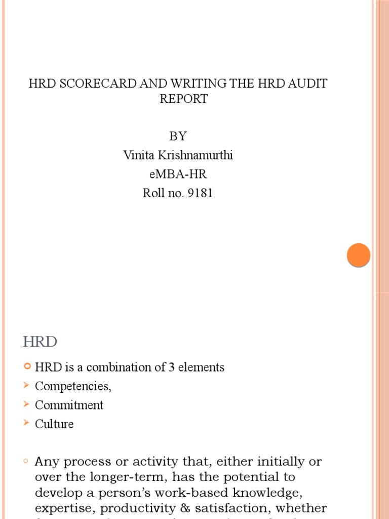 HRD Scorecard and Writing The HRD Audit BY Vinita Krishnamurthi Emba-Hr ...