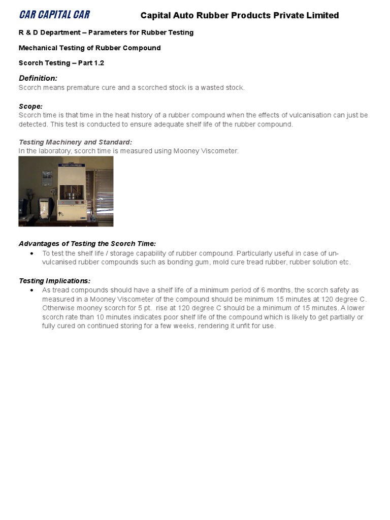 Scorch Time in Rubber Processing | PDF