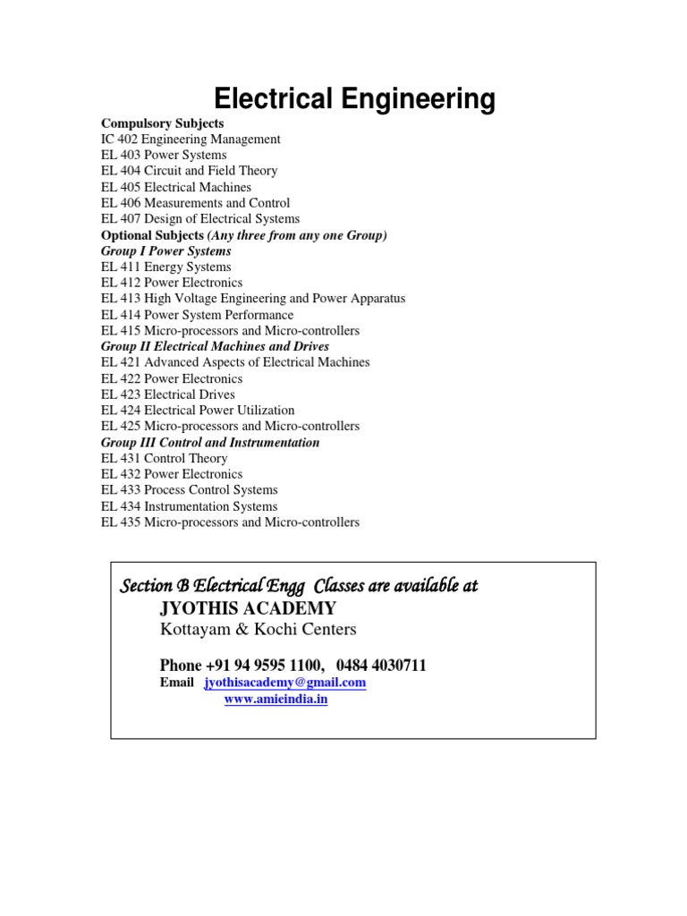 Electrical Engineering: Section B Electrical Engg Classes Are Available ...