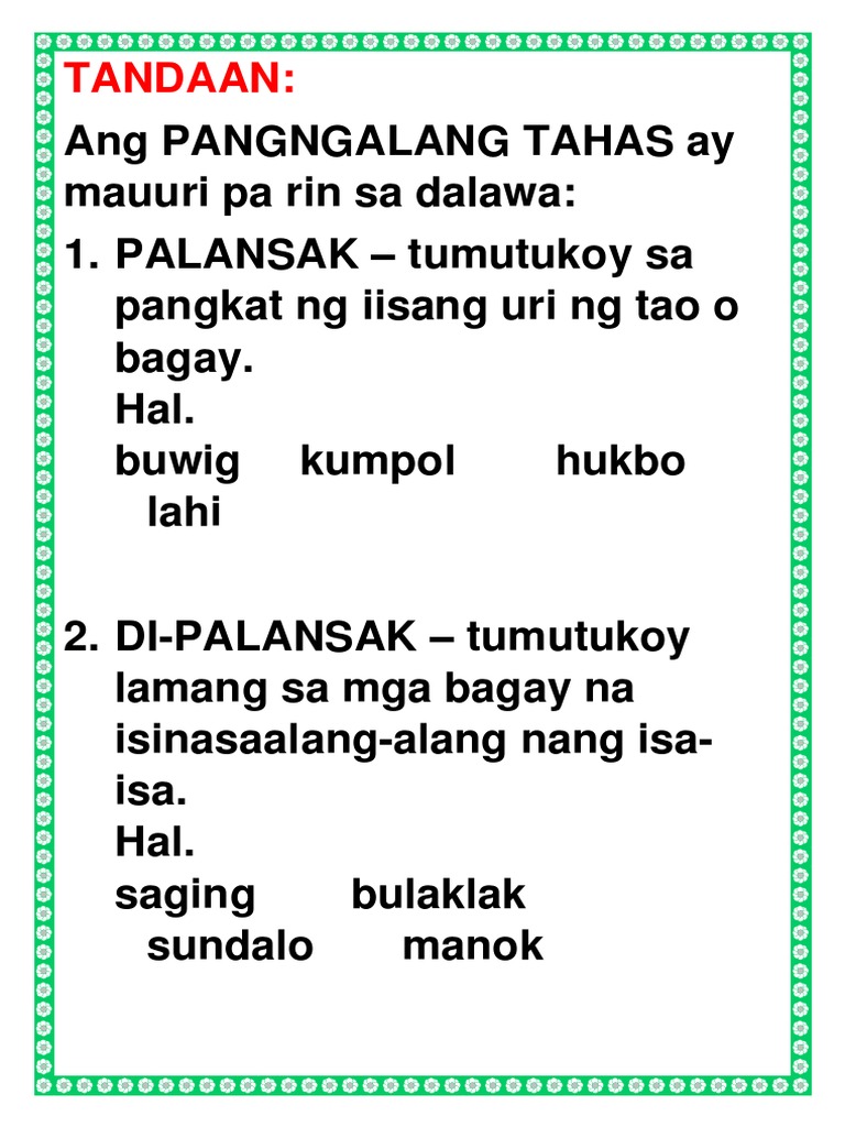 Uri NG Pangngalang Tahas | PDF