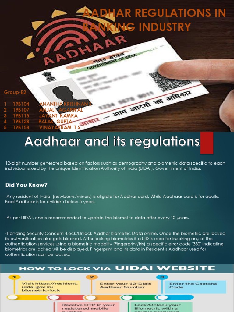 Aadhar Regulations in Banking Industry | PDF | Biometrics | Authentication