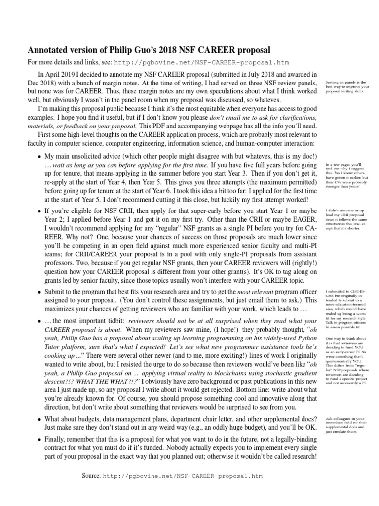 Annotated Version of Philip Guo's 2018 NSF CAREER Proposal | PDF ...