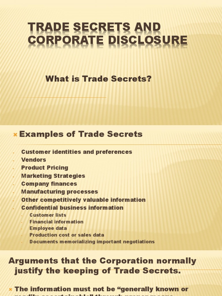 Understanding Trade Secrets and Corporate Disclosure | PDF