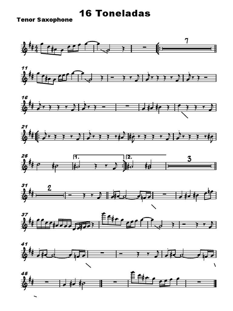 Tenor Saxophone Sheet Music Guide | PDF