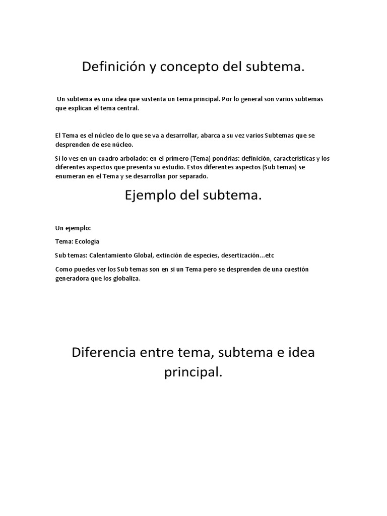 Tema y Subtema | PDF