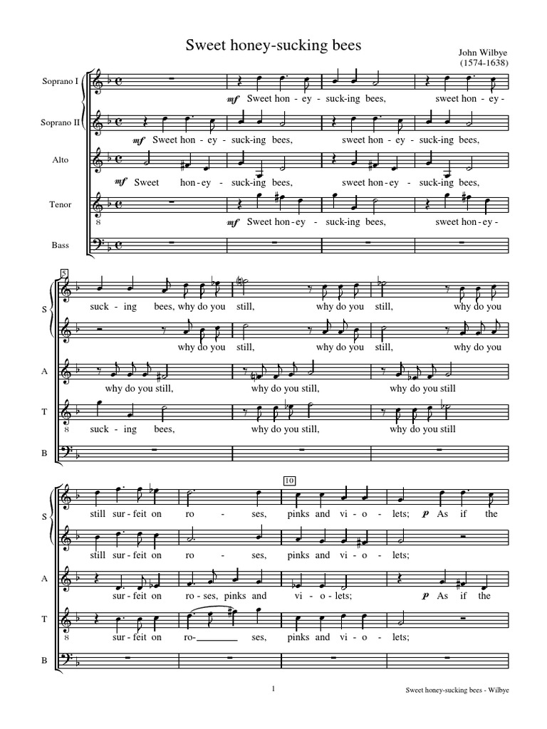 Sweet Honey-Sucking Bees: Soprano I | PDF | Saxophone | Musical Instruments