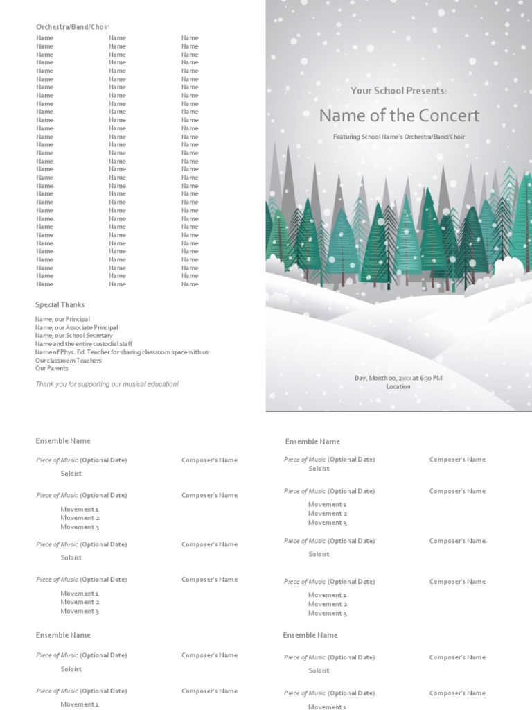Winter Concert Program Template | PDF | Orchestras | Composers