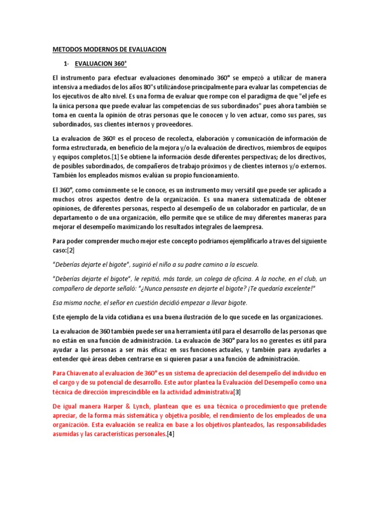 Metodos Modernos de Evaluacion | PDF | Planificación | Realimentación