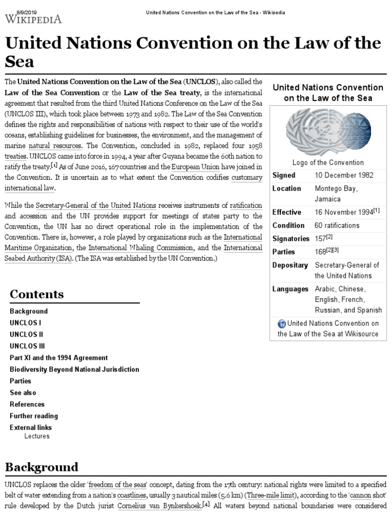 Unclos Wiki | PDF | Territorial Waters | United Nations Convention On ...