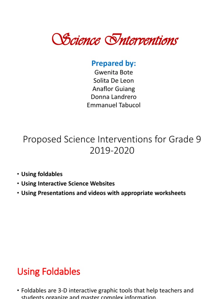 Science Interventions 2019-2020 | PDF