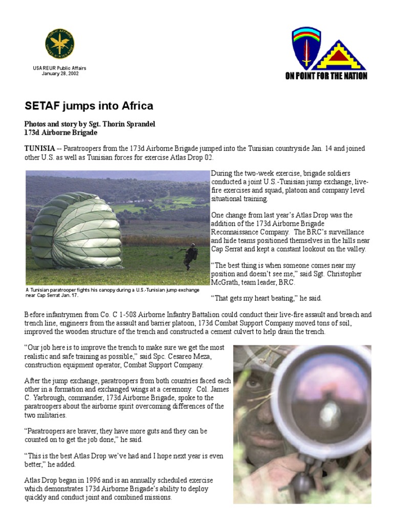 SETAF Jumps Into Africa | PDF | Airborne Forces | Paratrooper