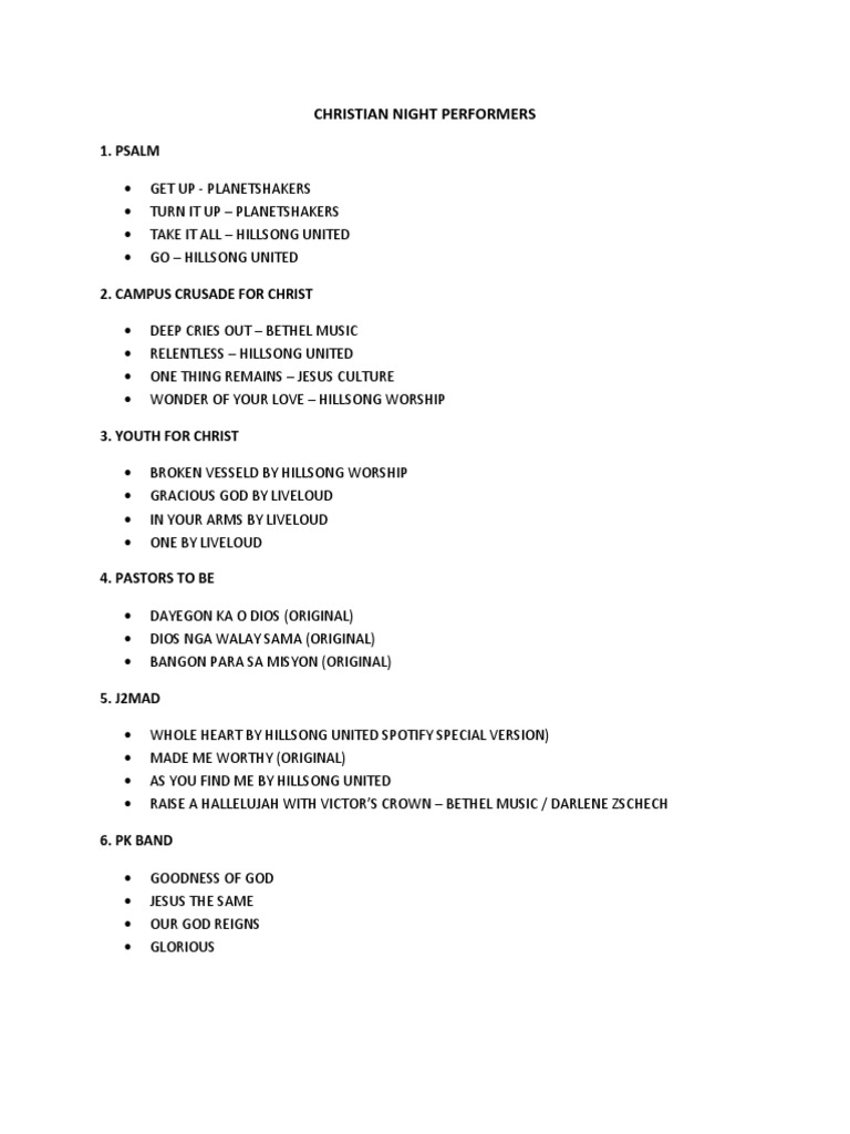 Christian Night Performers | PDF